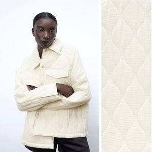 Zara | Jackets & Coats | Zara Cream Quilted Jacket Overshirt Oversized ...